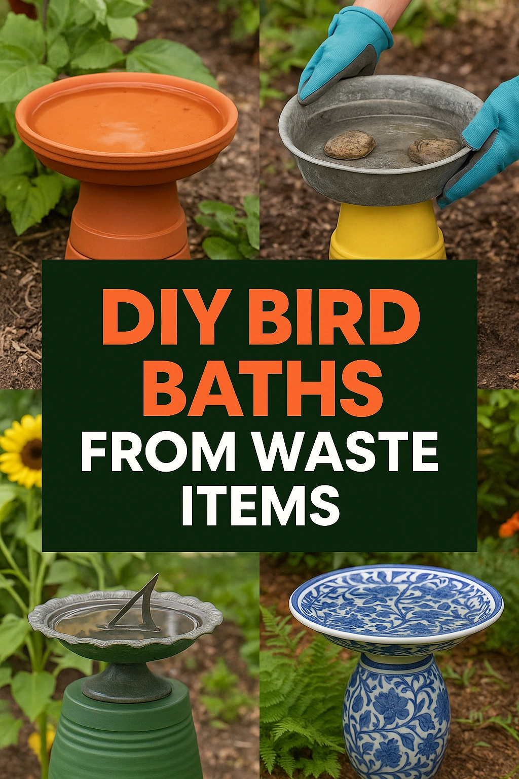DIY Bird Baths From Waste Items - How To Grow Plant